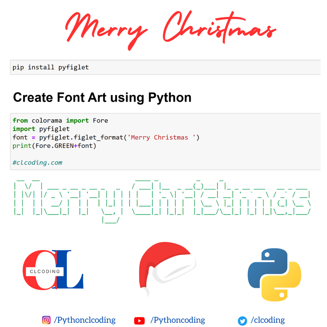 Create Font Art Using Python Merry Christmas ~ Computer Languages Clcoding